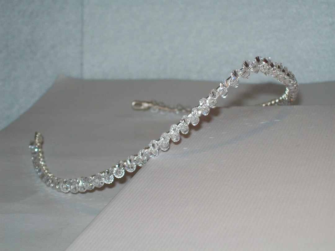 Handmade Swarovski Dainty Single Wishbone Wedding Tiara - Etsy UK