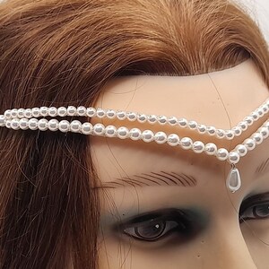 Handmade Pearl Double Wedding Bridal / Forehead Tiara / Circlet / Brow ...