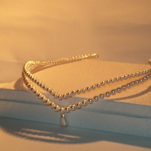 Handmade Pearl Double Wedding Bridal / Forehead Tiara / Circlet / Brow ...
