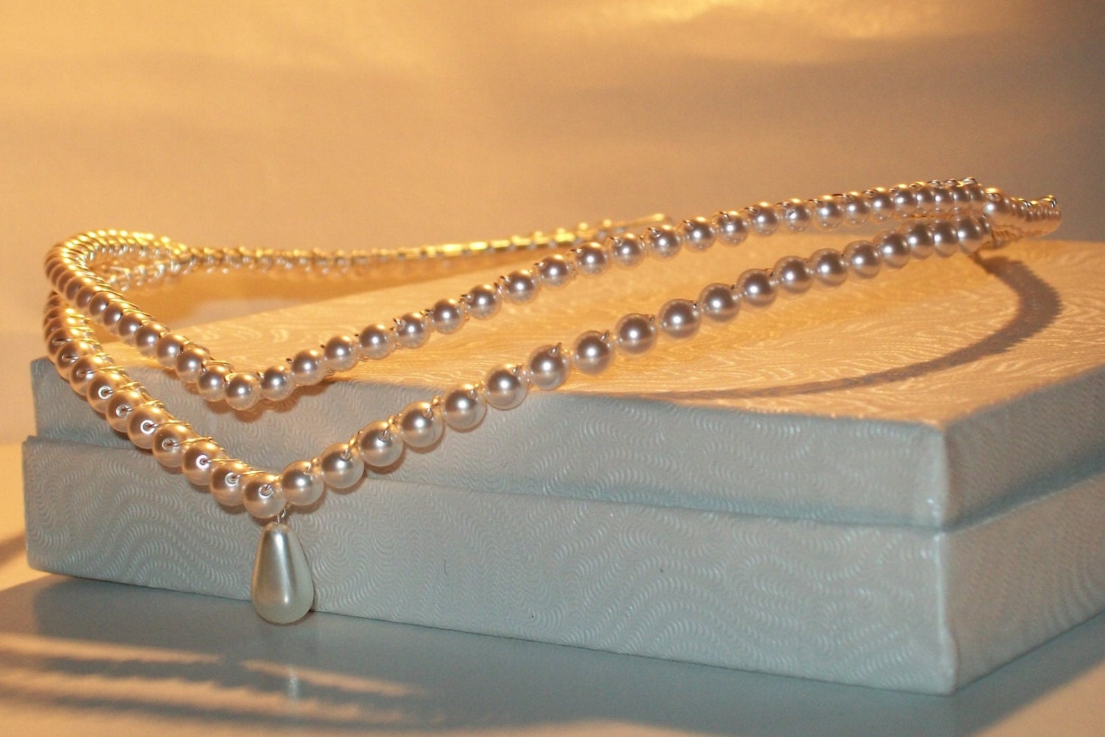 Handmade Pearl Double Wedding Bridal / Forehead Tiara / Circlet / Brow ...