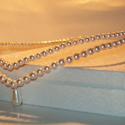 Handmade Pearl Double Wedding Bridal / Forehead Tiara / | Etsy