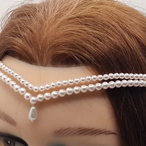 Handmade Pearl Double Wedding Bridal / Forehead Tiara / Circlet / Brow ...