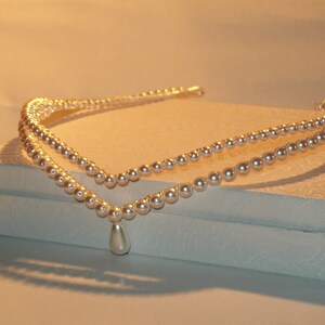 Handmade Pearl Double Wedding Bridal / Forehead Tiara / Circlet / Brow ...