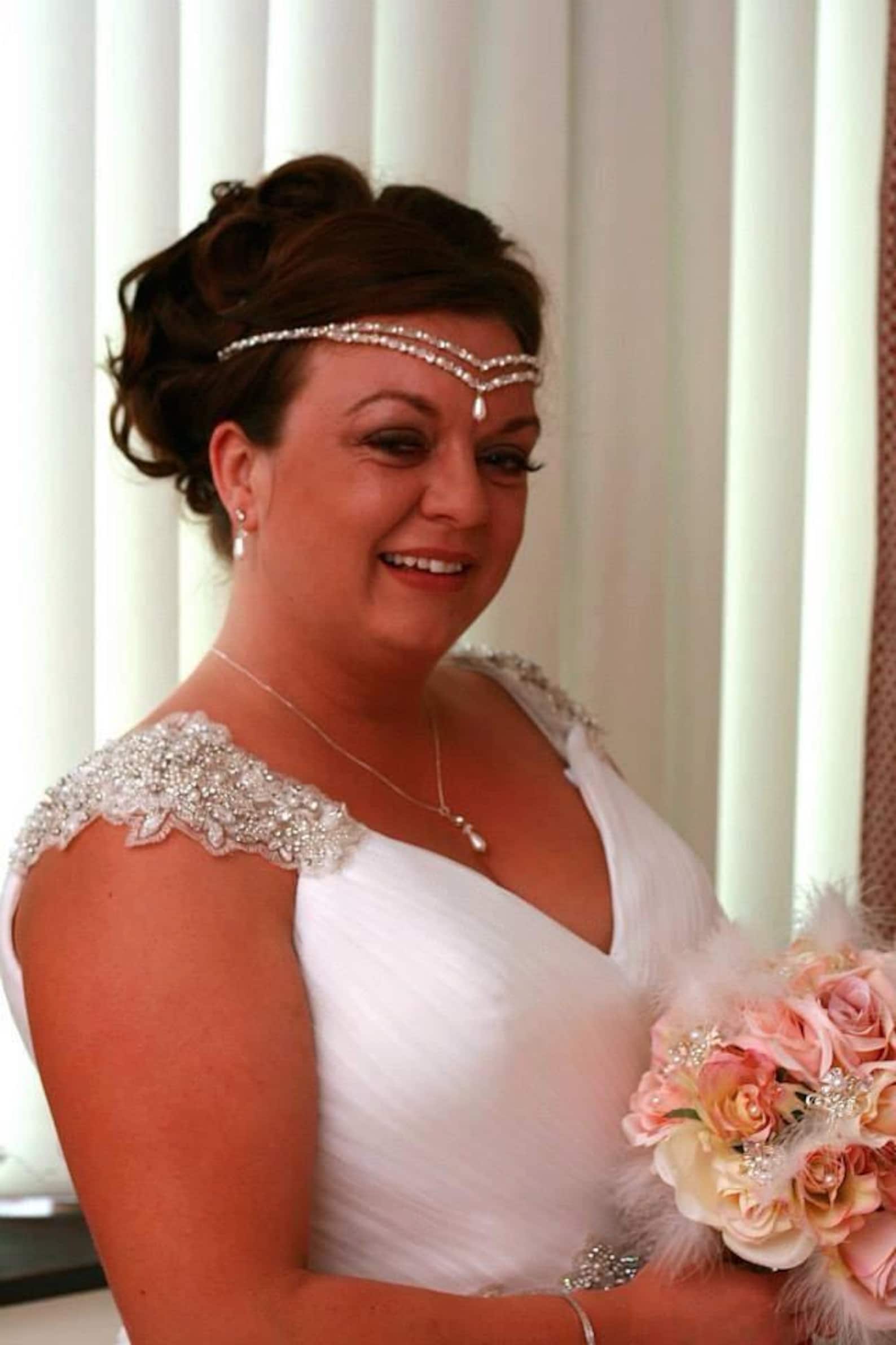 Bridal Forehead Headpiece. Silver Brow Band Made With Swarovski Crystal ...