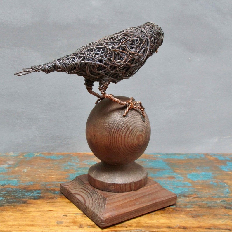 Strength Crow Copper Bird Sculpture - Etsy UK