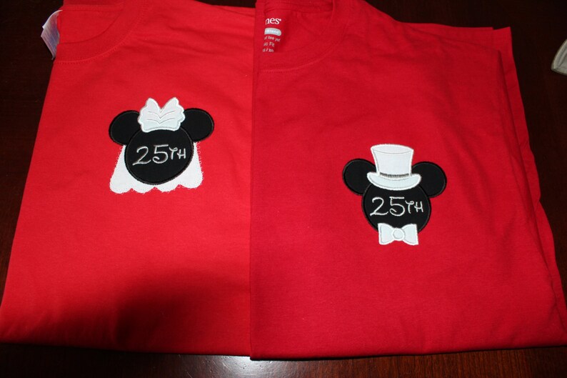 Bride and Groom Mouse Ears Pocket Shirts Anniversary Disney - Etsy