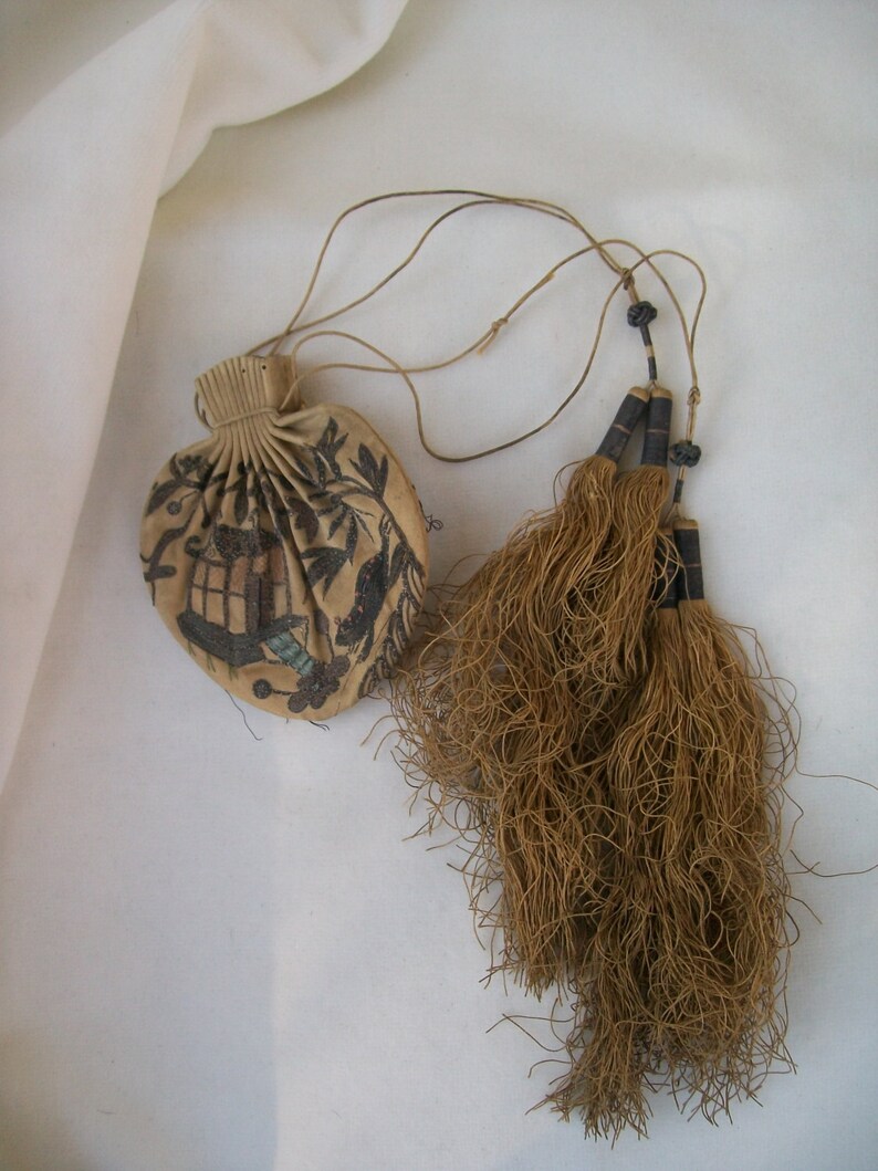 Antique 19th Century Chinese Drawstring Purse Embroidered and - Etsy