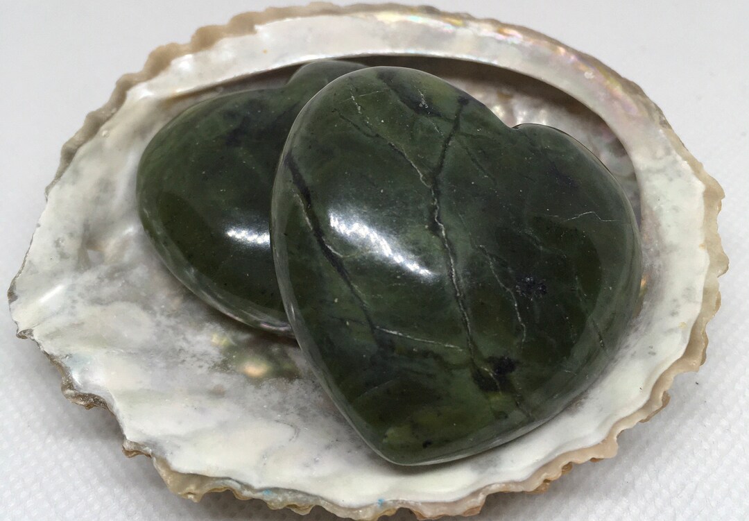 Jade Gemstone Heart, Stone of Luck, 45mm, Spiritual Stone, Healing ...