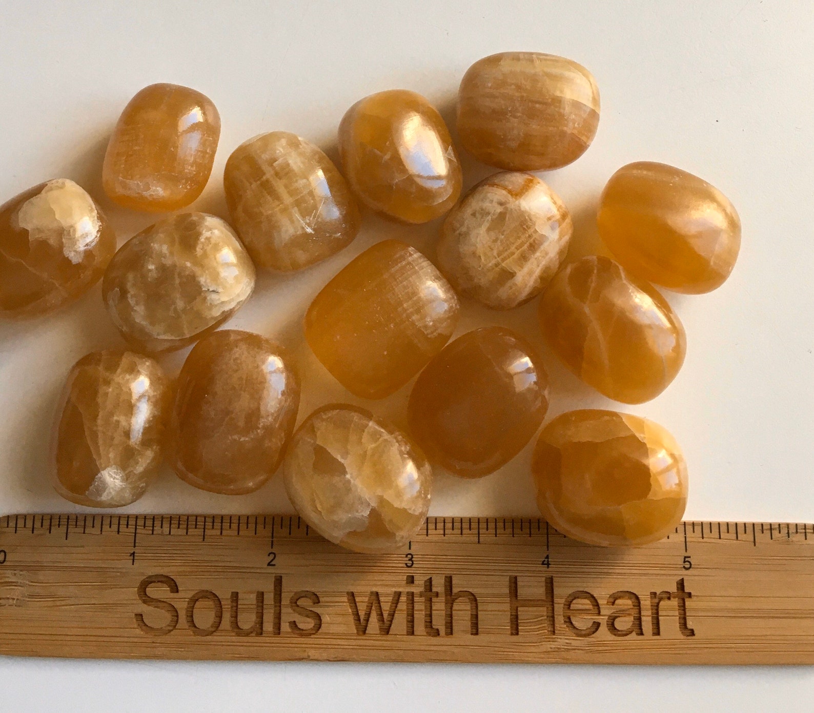 Honey Calcite Tumbled Stone, Golden Honey Calcite, Citrine Color ...