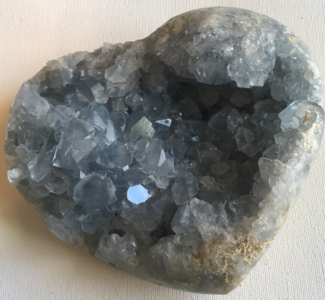 Large Celestite Crystal Heart Cluster: Angel Stone Geode (5.5x4x2") - Etsy