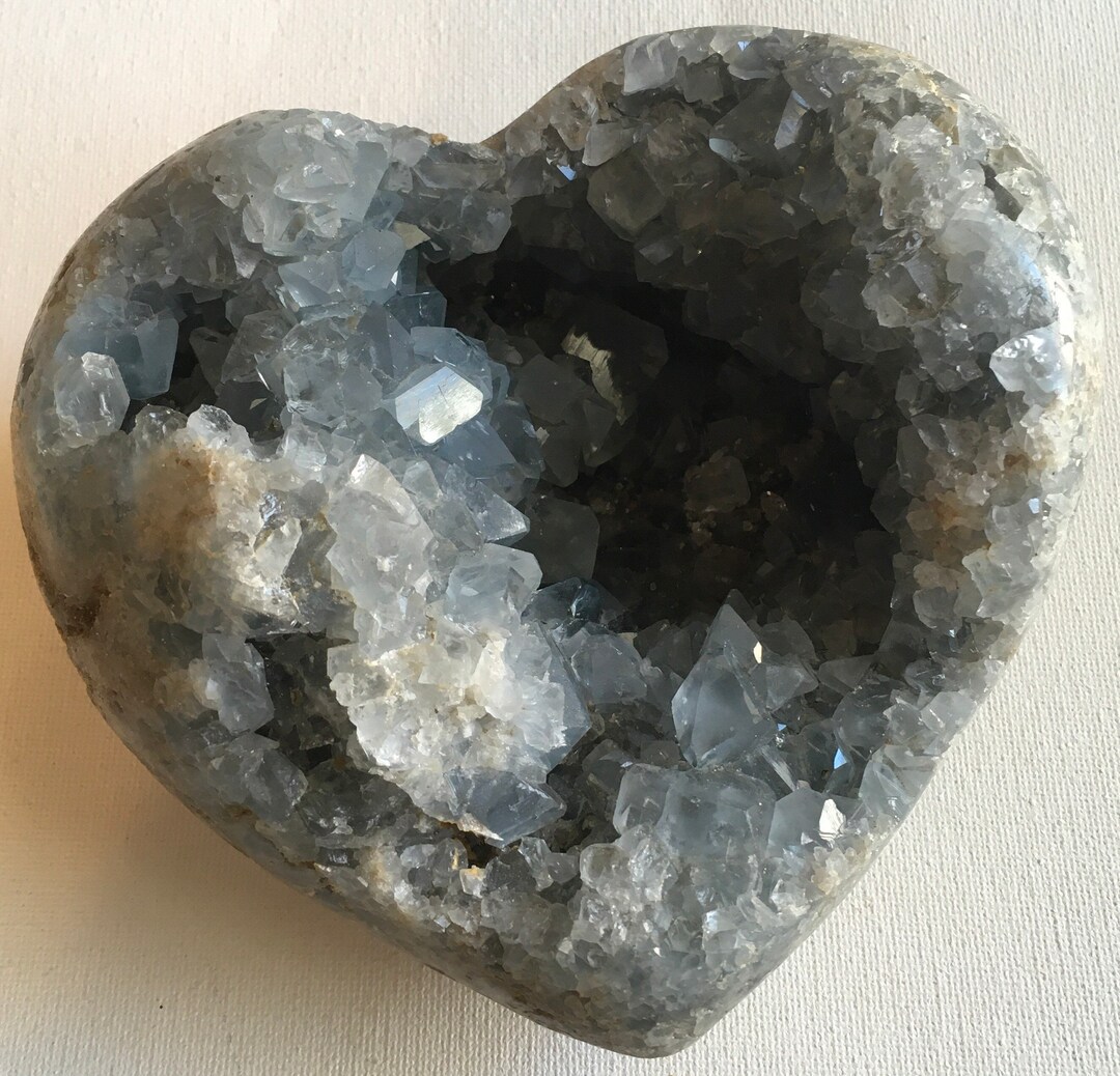 Celestite Large Crystal Cluster Heart,geode Heart, Healing Crystals and ...