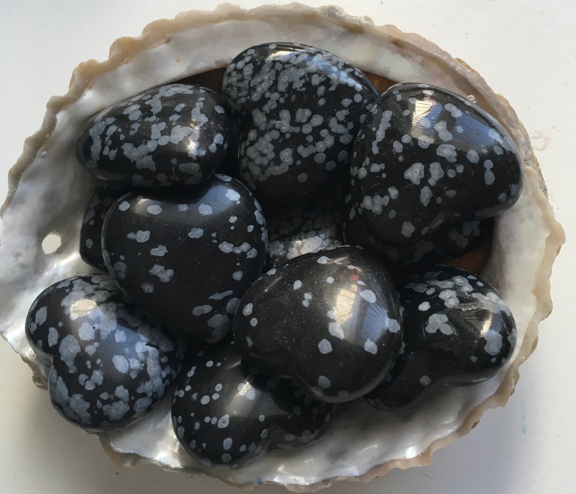 Snowflake Obsidian Tiny Gemstone Puffy Heart Purity Stone - Etsy