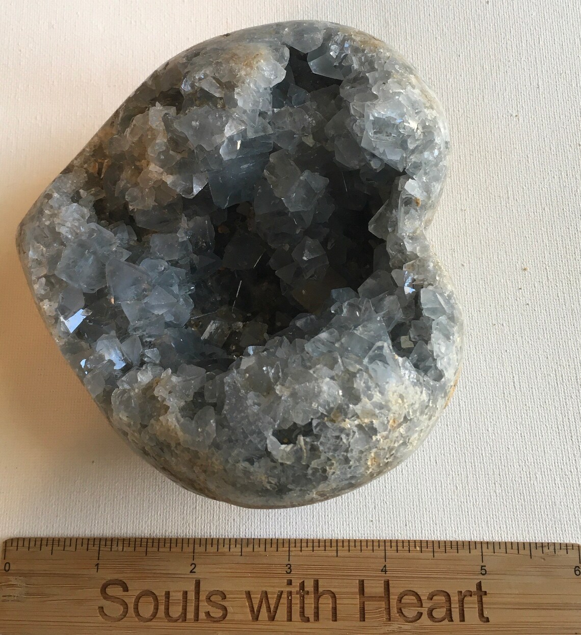 Celestite Large Crystal Cluster Heartgeode Heart Healing - Etsy