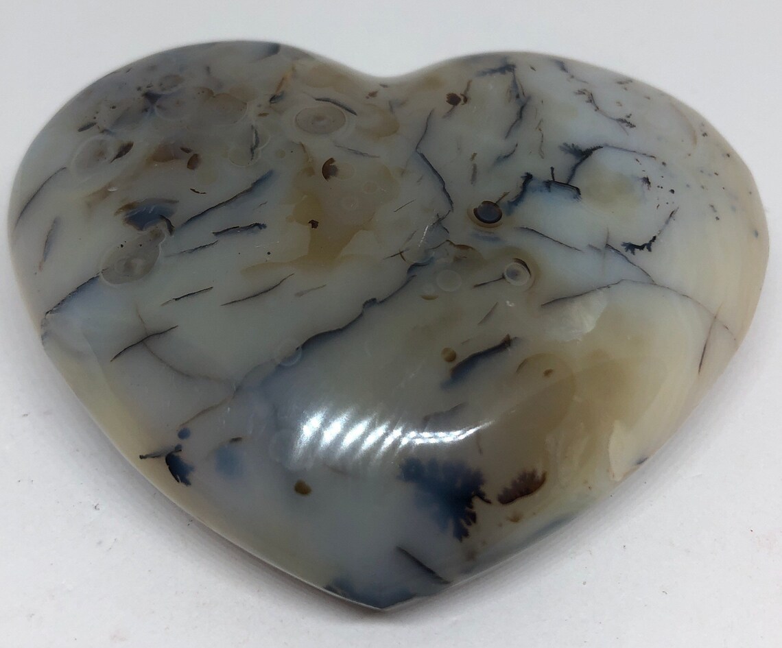 Dendrite Agate Fugere Crystal Polished Heart Stone of - Etsy