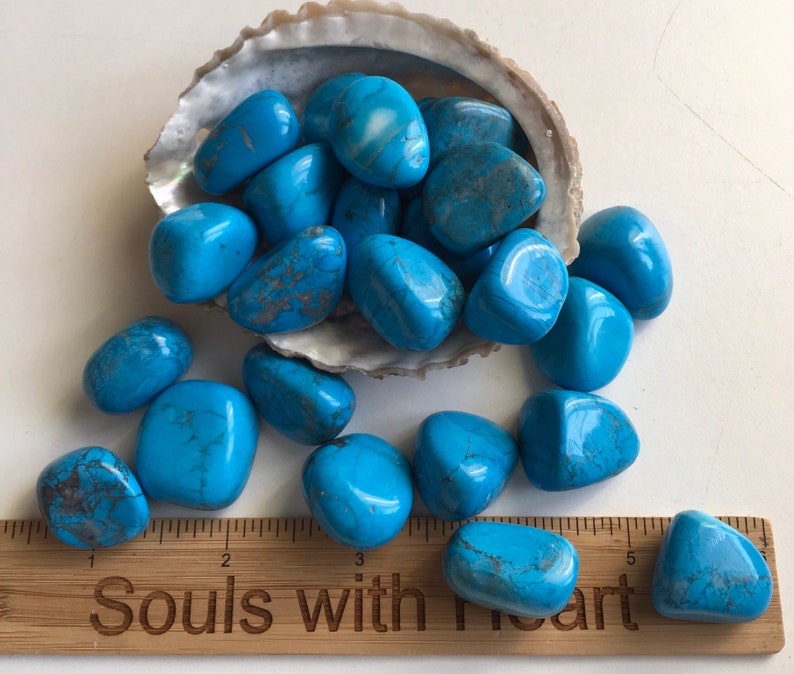 Howlite Medium Tumbled Stone Blue Howlite Calming Stone - Etsy