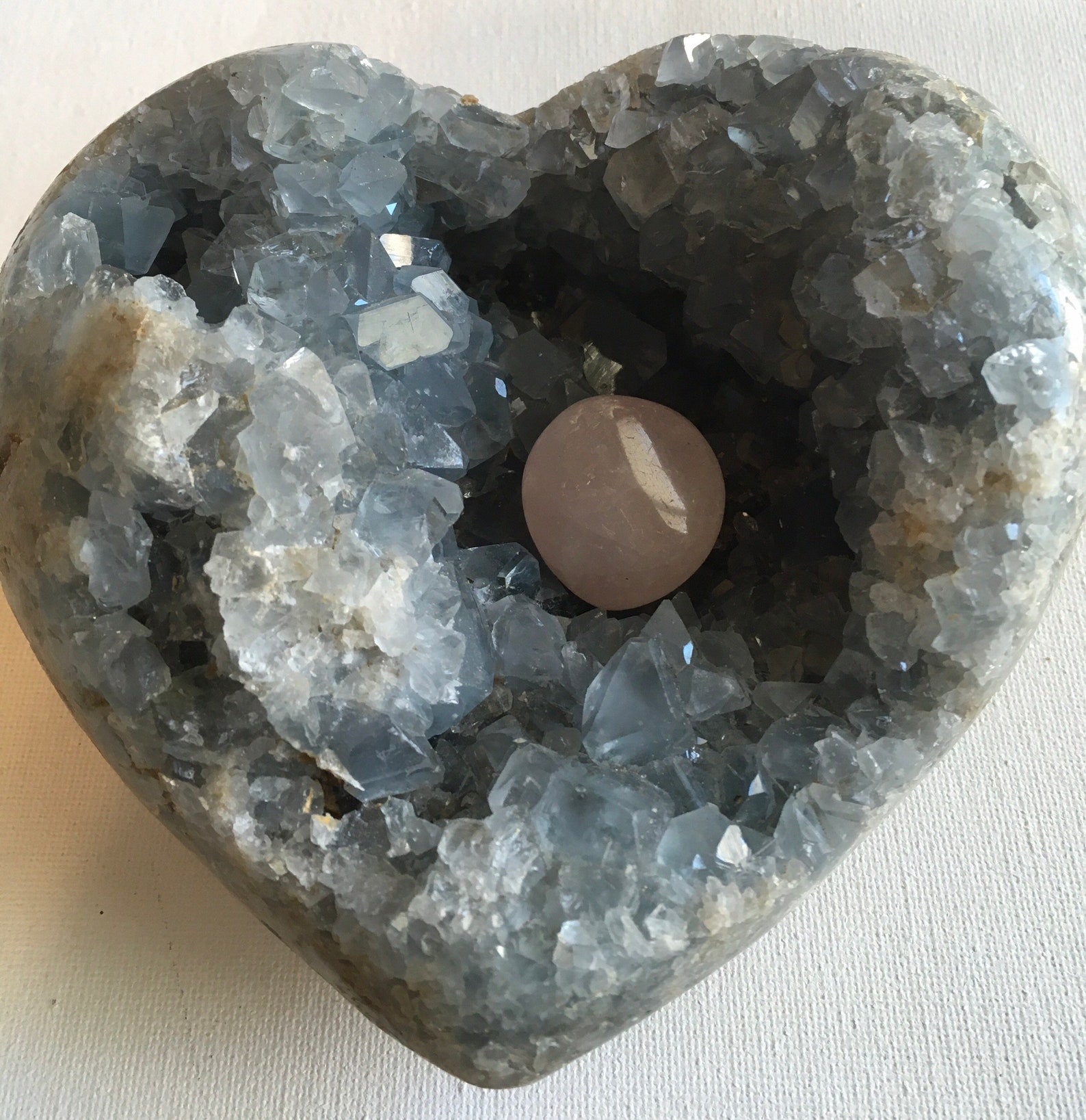 Celestite Large Crystal Cluster Heartgeode Heart Healing - Etsy