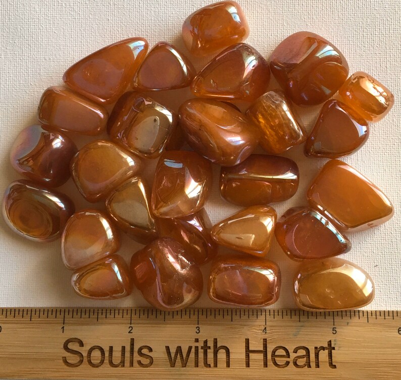 Orange Aura Rose Quartz Tumbled Stone Healing Stone Healing | Etsy