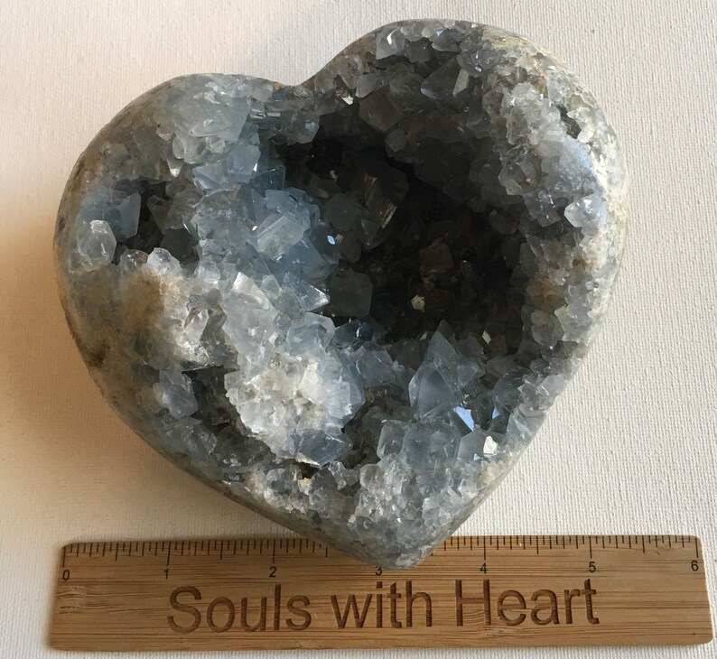 Celestite Large Crystal Cluster Heartgeode Heart Healing - Etsy