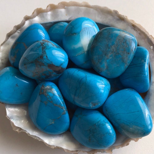 Howlite Medium Tumbled Stone Blue Howlite Calming Stone | Etsy
