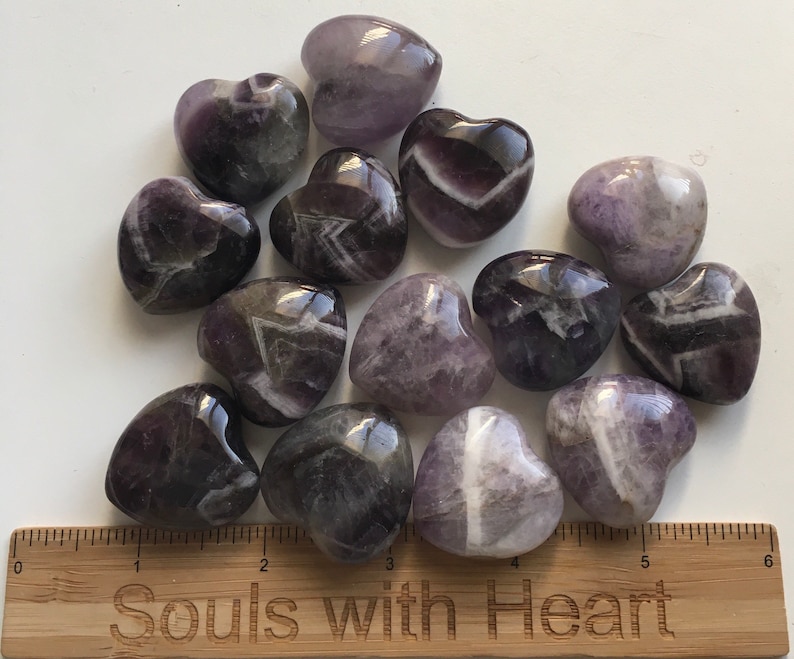 Amethyst Small Gemstone Puffy Heart 24 Mm Stability Stone | Etsy