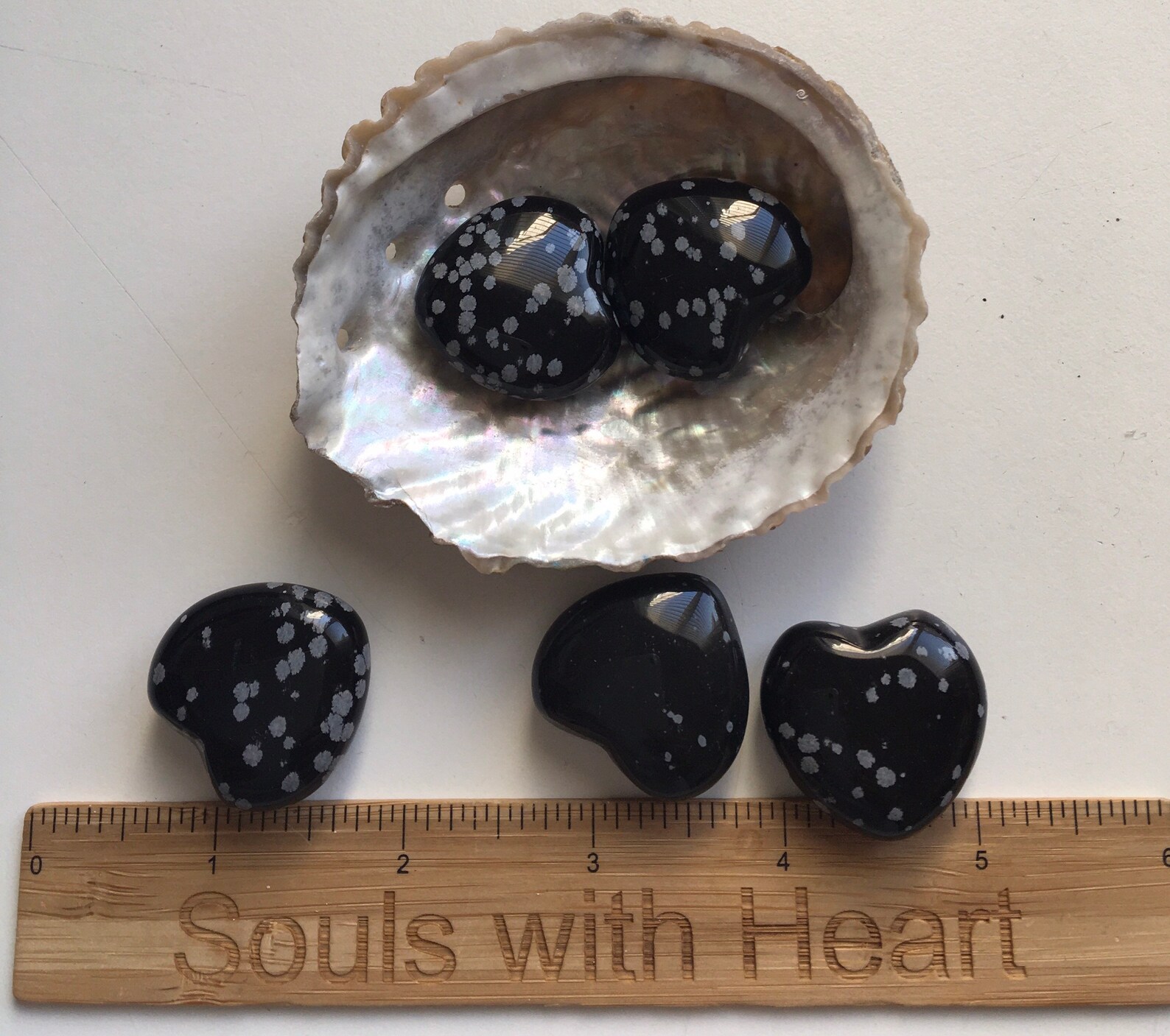 Snowflake Obsidian Small Gemstone Puffy Heart Purity Stone | Etsy