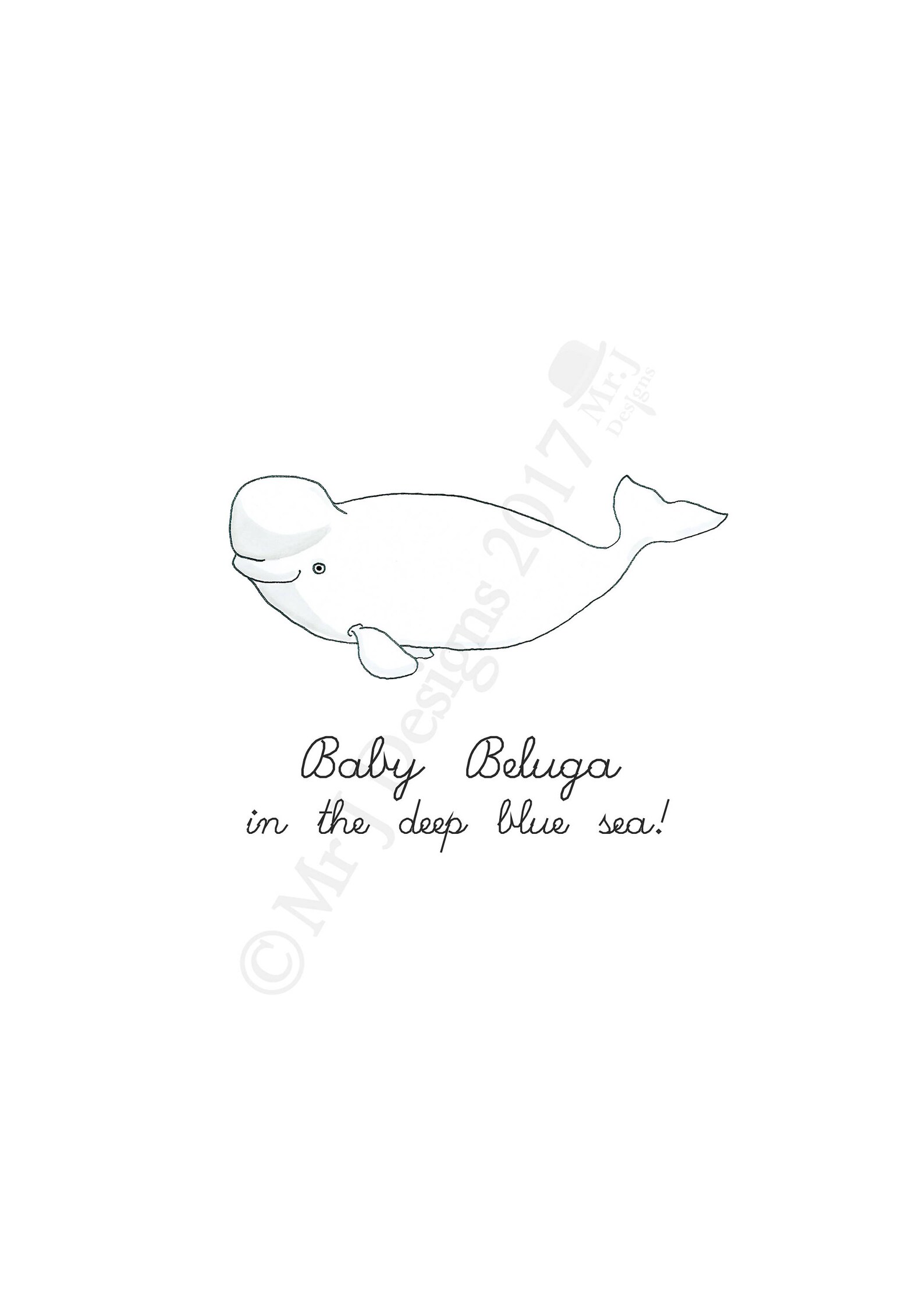 Baby Beluga in the Deep Blue Sea! Framed Print - Etsy