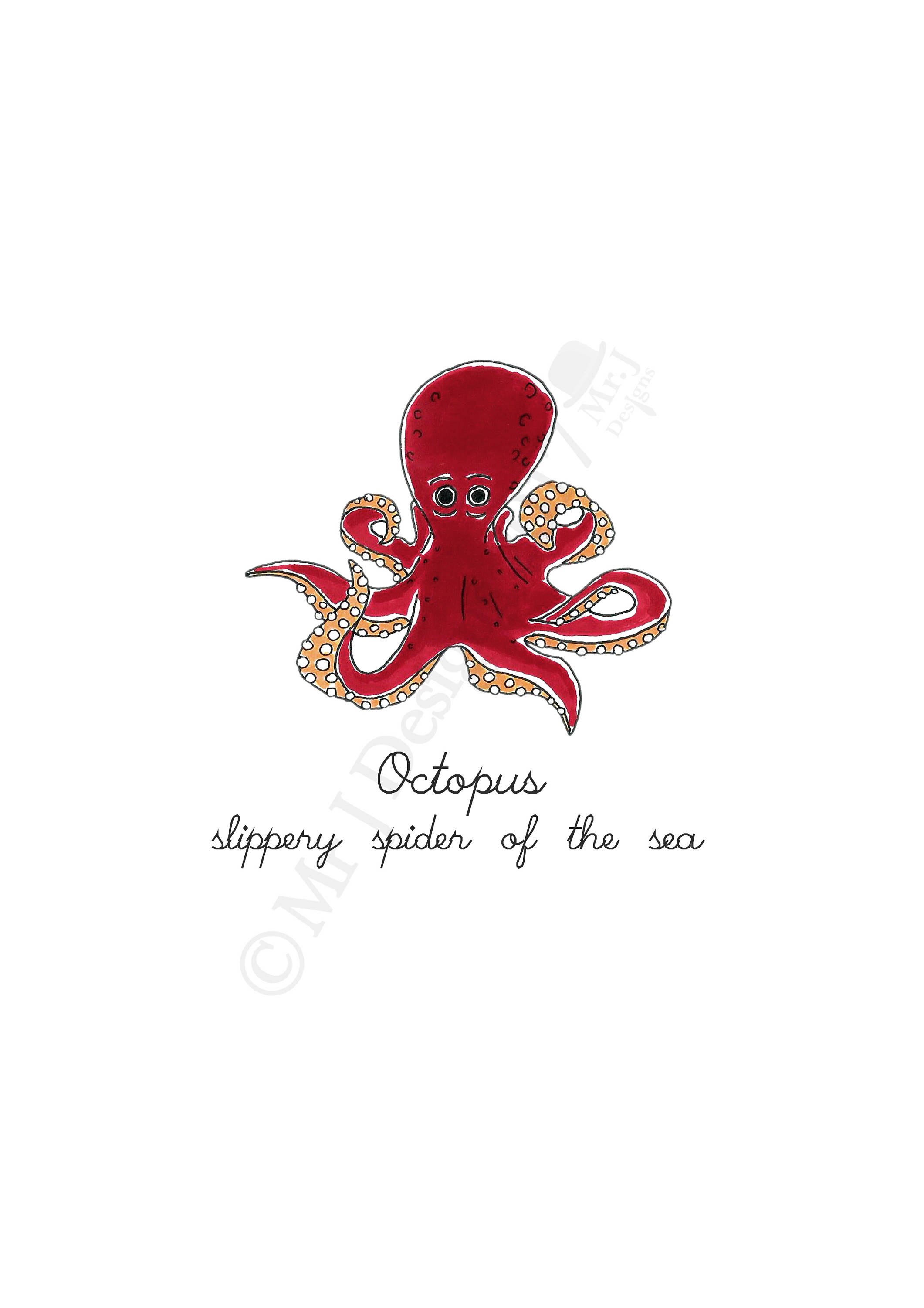 Octopus- Slippery Spider of the Sea Framed Print - Etsy