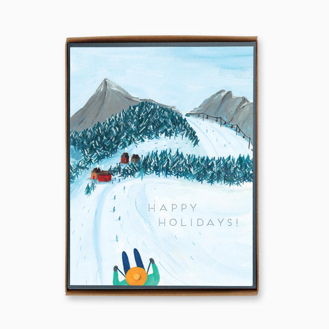 Box of 8 Holiday Cards Skiing Happy Holidays Winter - Etsy
