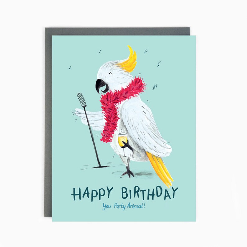 Birthday Party Animal Funny Birthday Greeting Card | Etsy