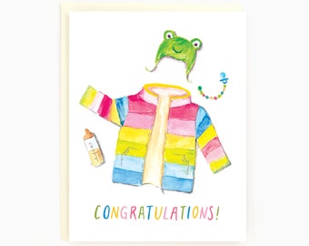 Rainbow Baby Card Congratulations on Your New Bundle of Joy Card Cloud ...