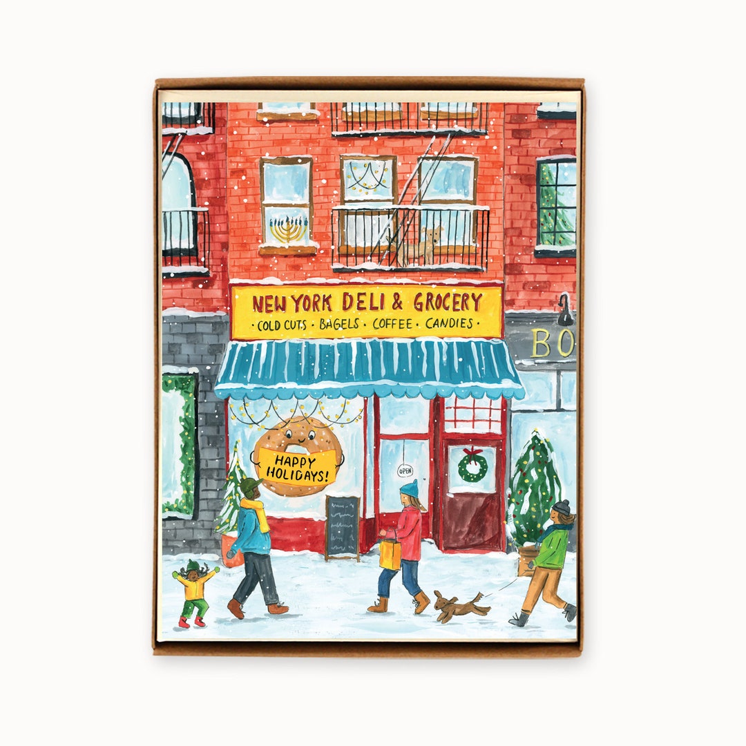 Set of 8 New York Deli Holiday Cards - Etsy