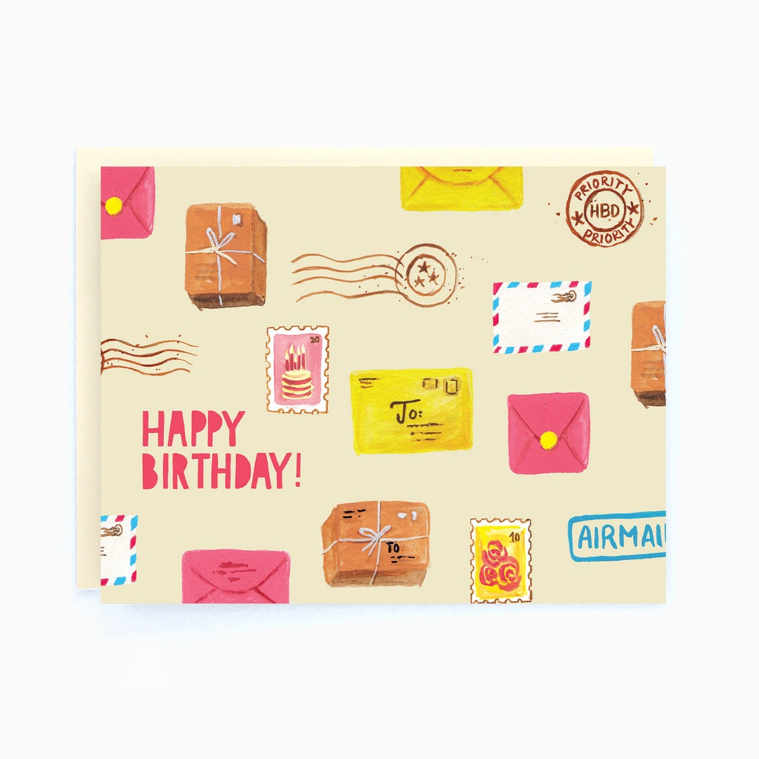 Happy Birthday Snail Mail Greeting Card - Etsy