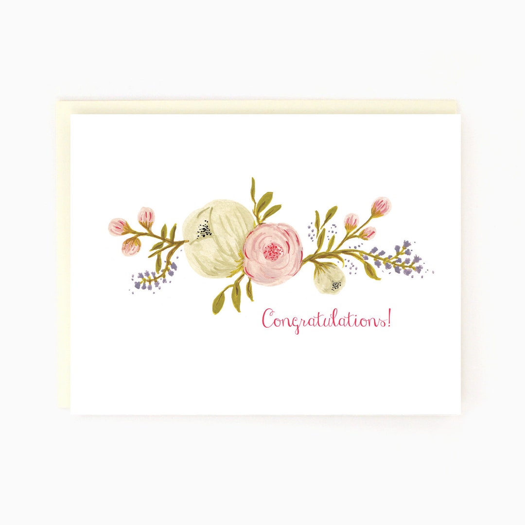 Congratulations Wedding Flowers Wedding Celebration Card - Etsy