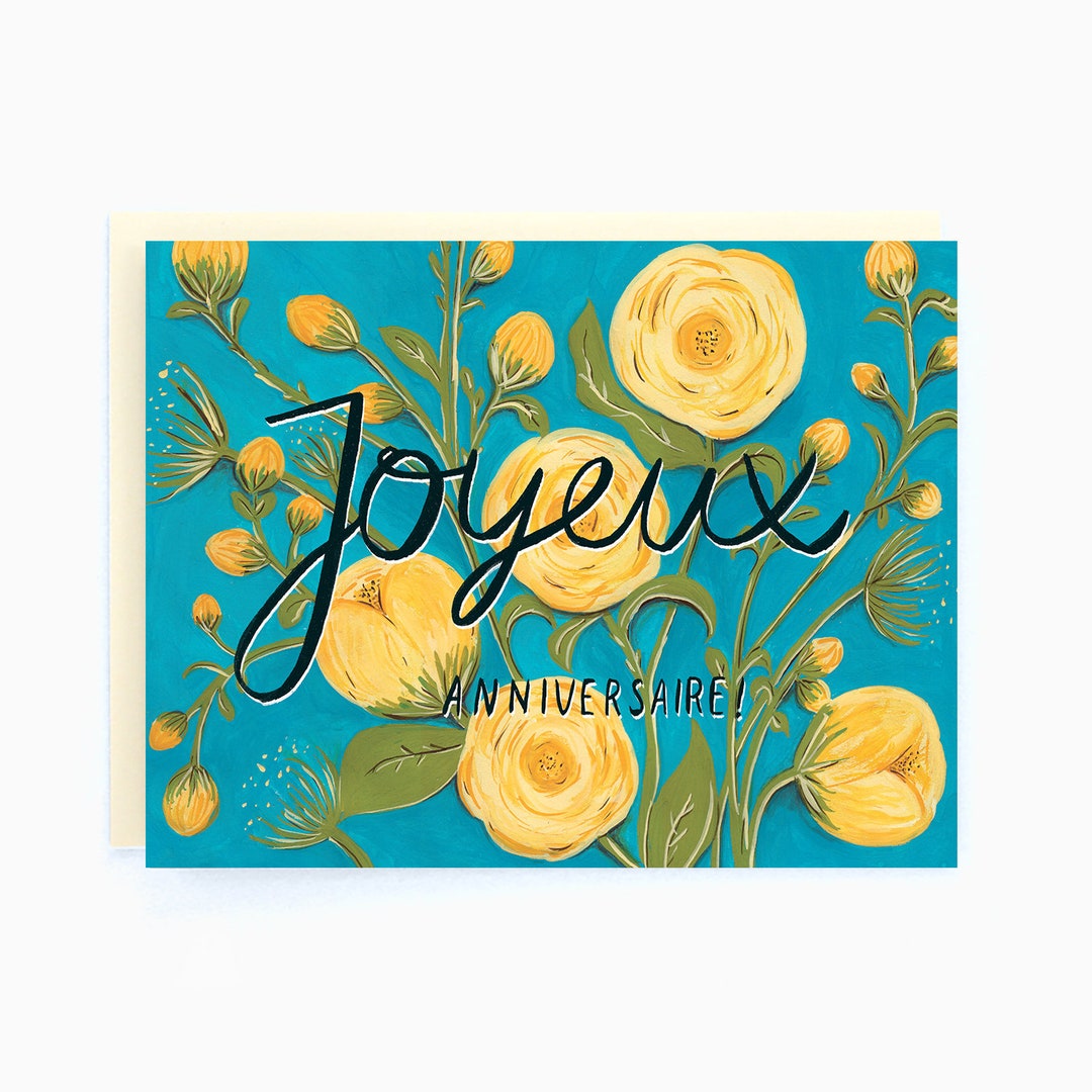 Joyeux Anniversaire! - Birthday Peonies French - French Birthday Card ...
