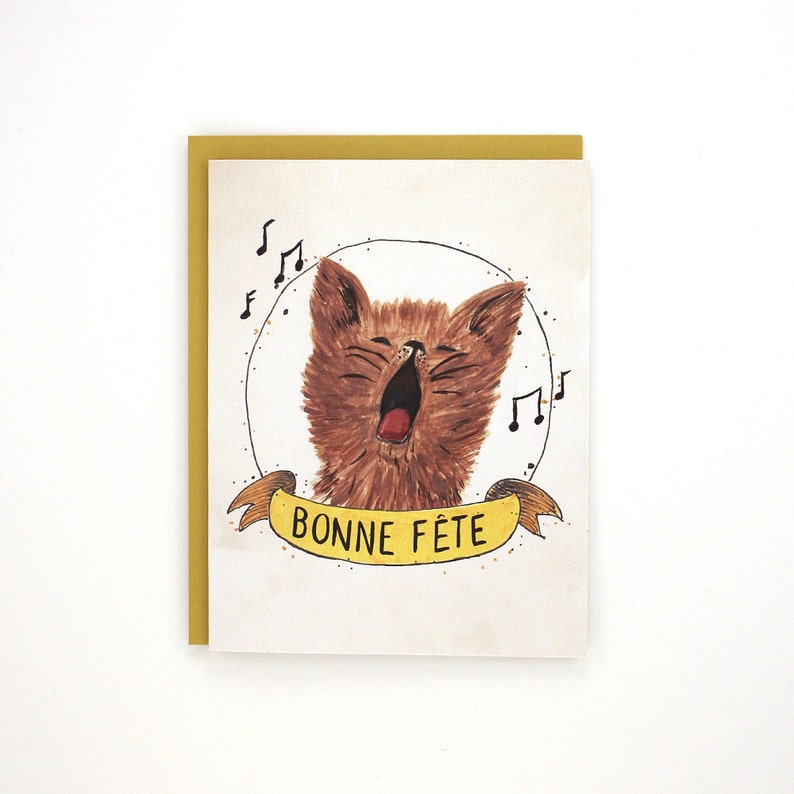 Bonne Fete Birthday Cat French Cute Birthday Cat Card - Etsy Nederland