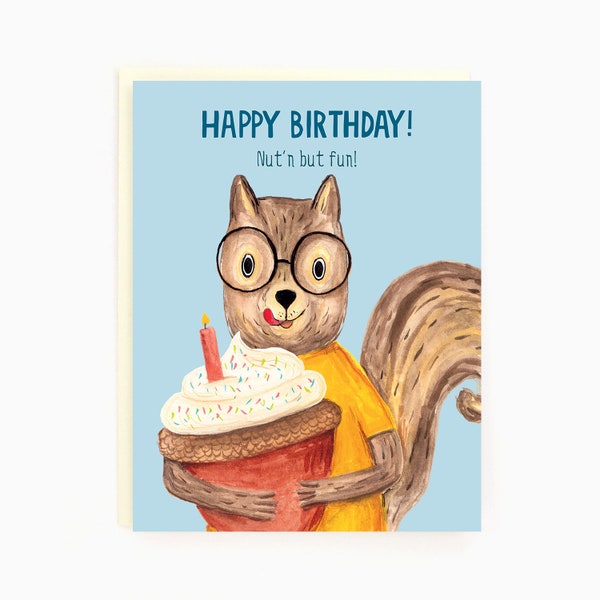 Cute Squirrel Birthday Card - Etsy