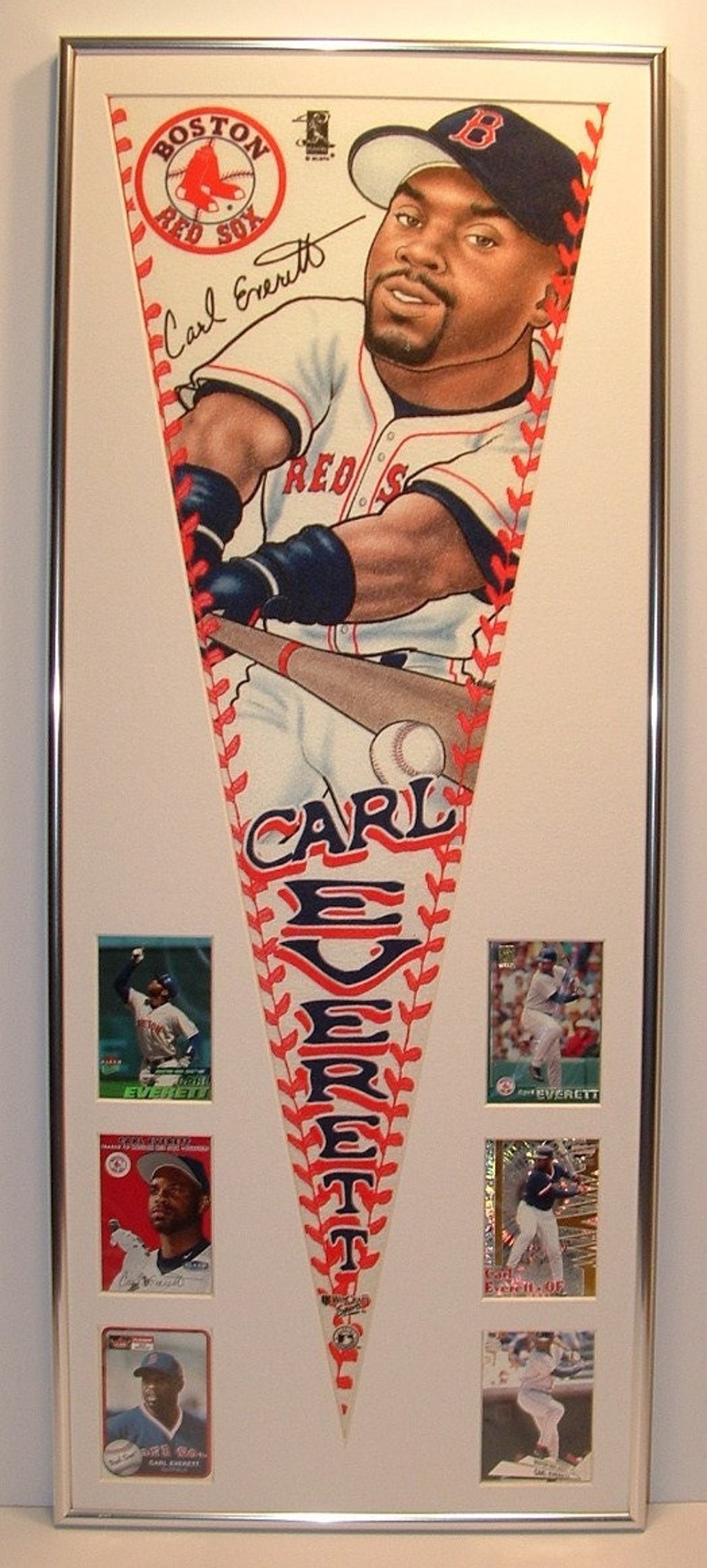 Boston Red Sox Carl Everett Player Pennant & Baseball Cards...custom ...