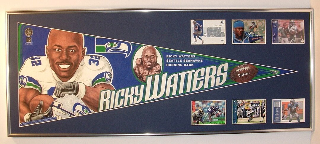 Seattle Seahawks Ricky Watters Pennant & Cards.....custom Framed! - Etsy