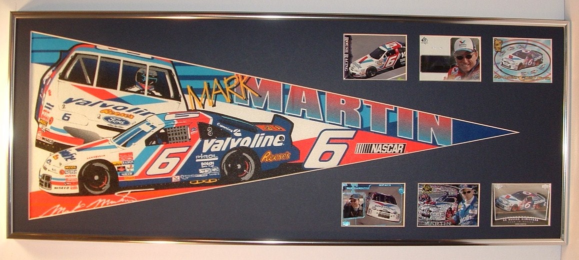 Vintage NASCAR Driver #6, Mark Martin Valvoline Pennant & Cards ...