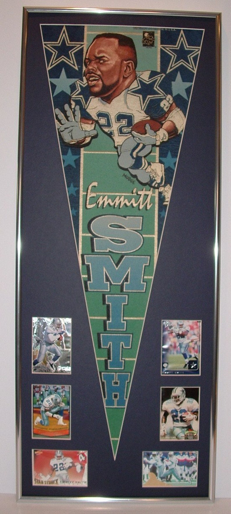 Dallas Cowboys Emmitt Smith Pennant & Cards...custom Framed! - Etsy
