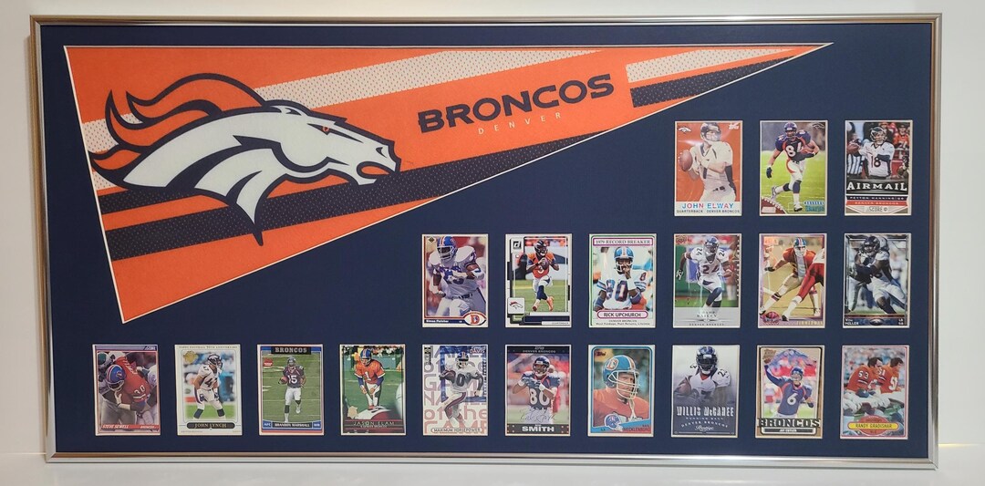 Denver Broncos Football Pennant & Cards Retrospective.....custom Framed ...