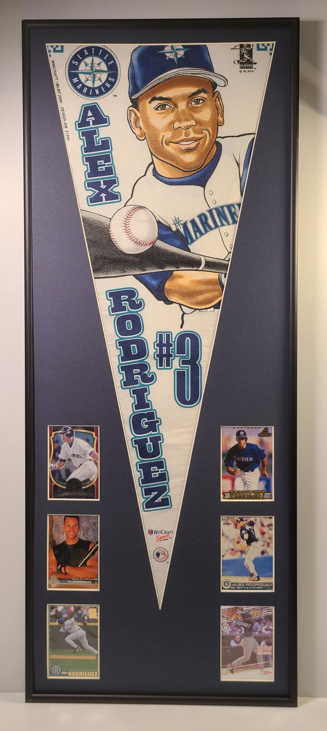 Seattle Mariners Alex Rodriguez Pennant Framed..with Cards...custom ...