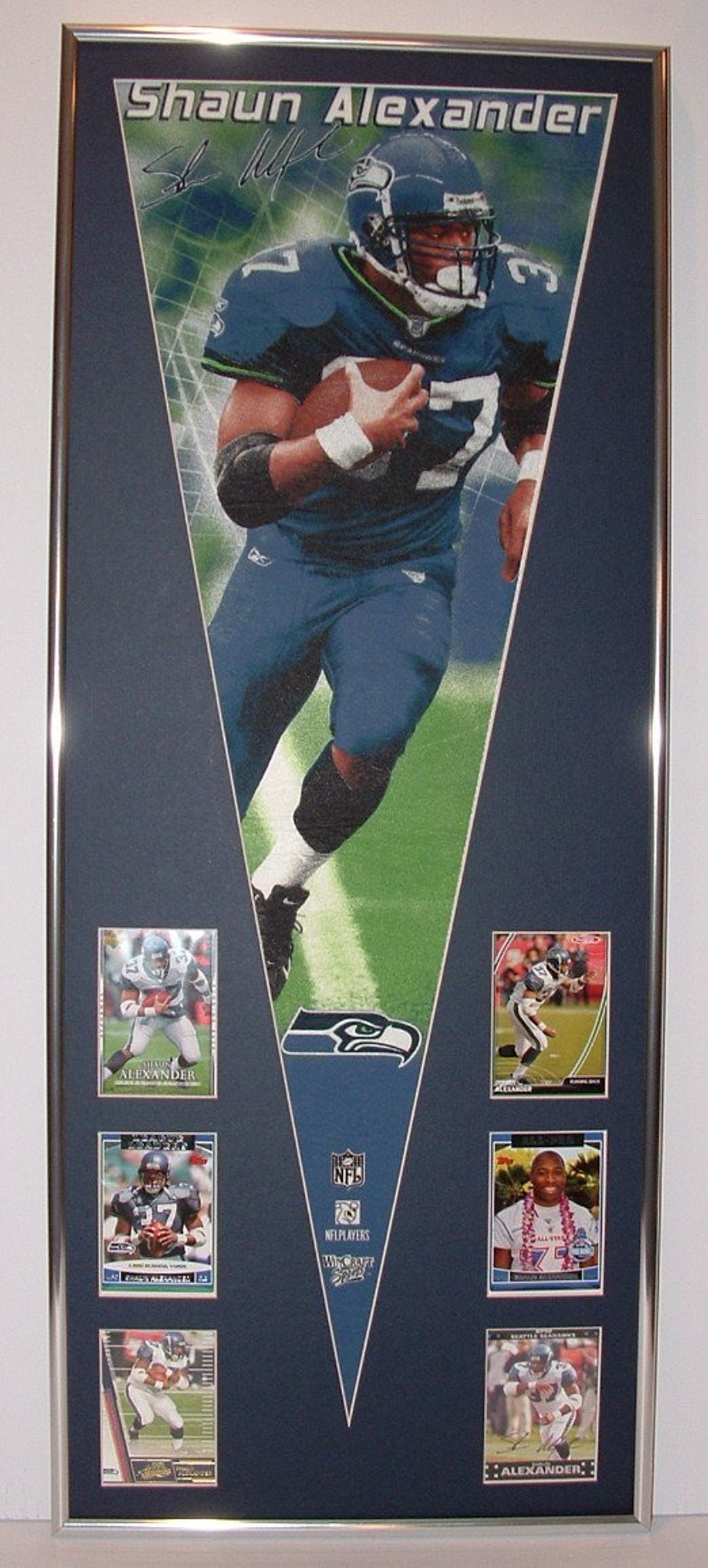 Seattle Seahawks Shaun Alexander Pennant & Cards...custom Framed!! - Etsy