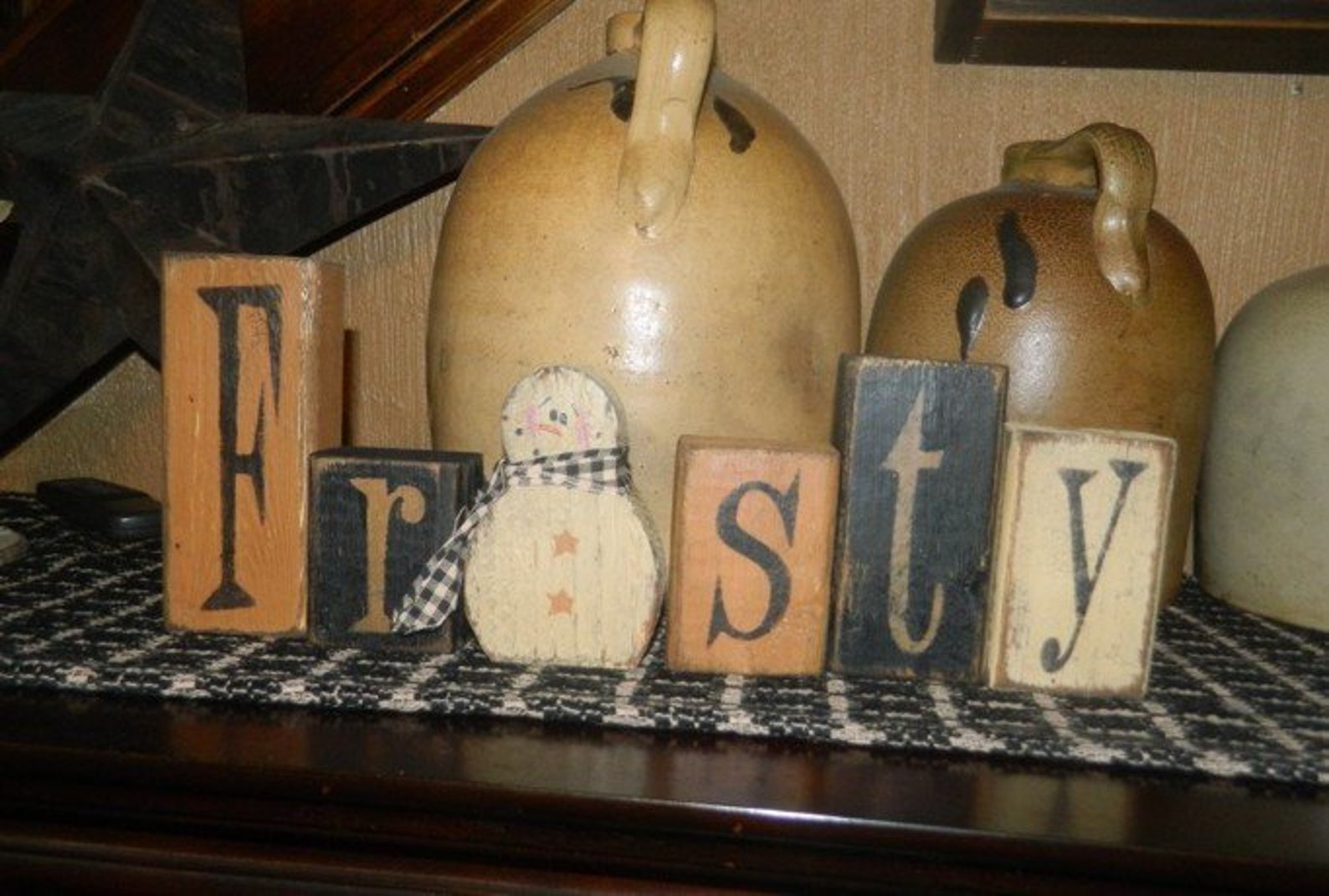 Snowman Primitive Block Sign | Etsy