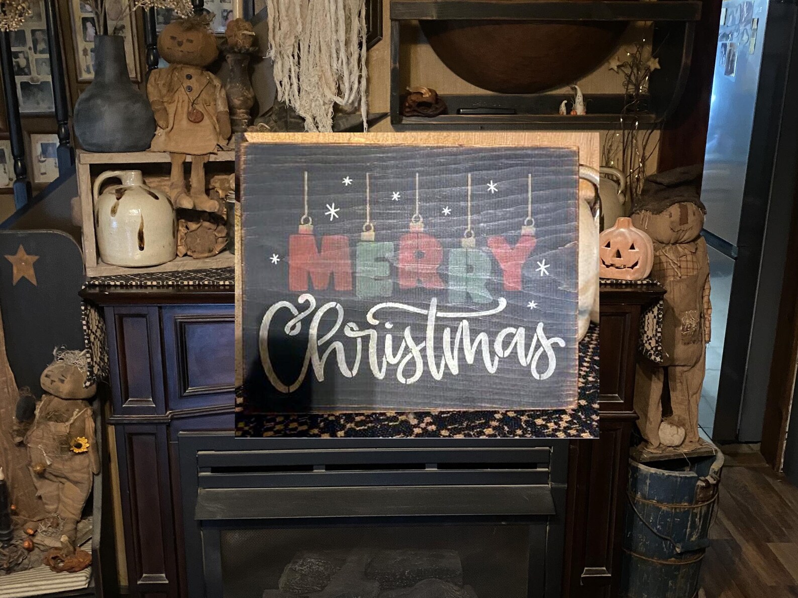 Merry Christmas Ornaments Primitive Sign - Etsy