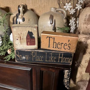 Primitive Winter Christmas There’s Snow Place Like Home Block Sign - Etsy