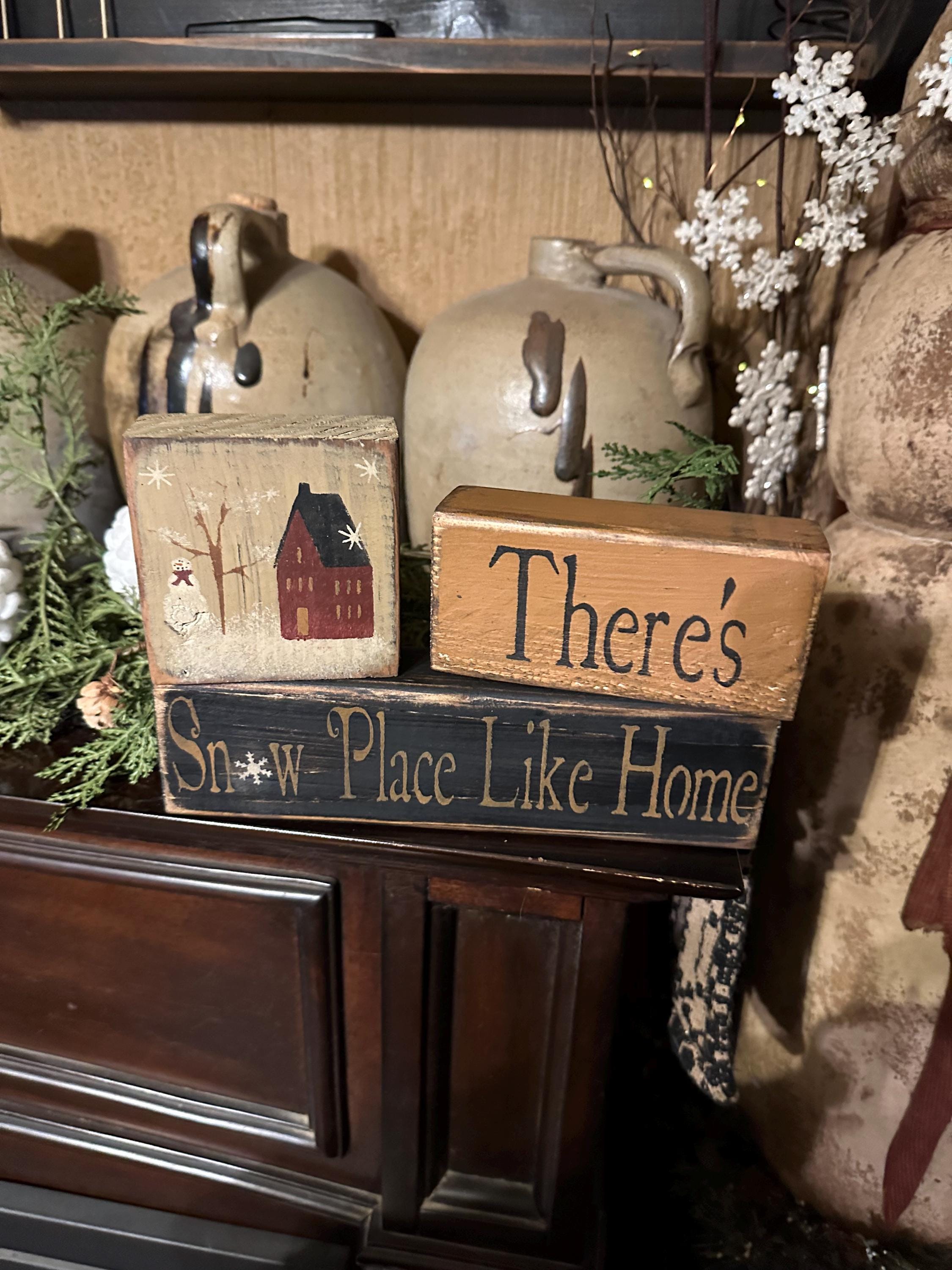 Primitive Winter Christmas There’s Snow Place Like Home Block Sign - Etsy