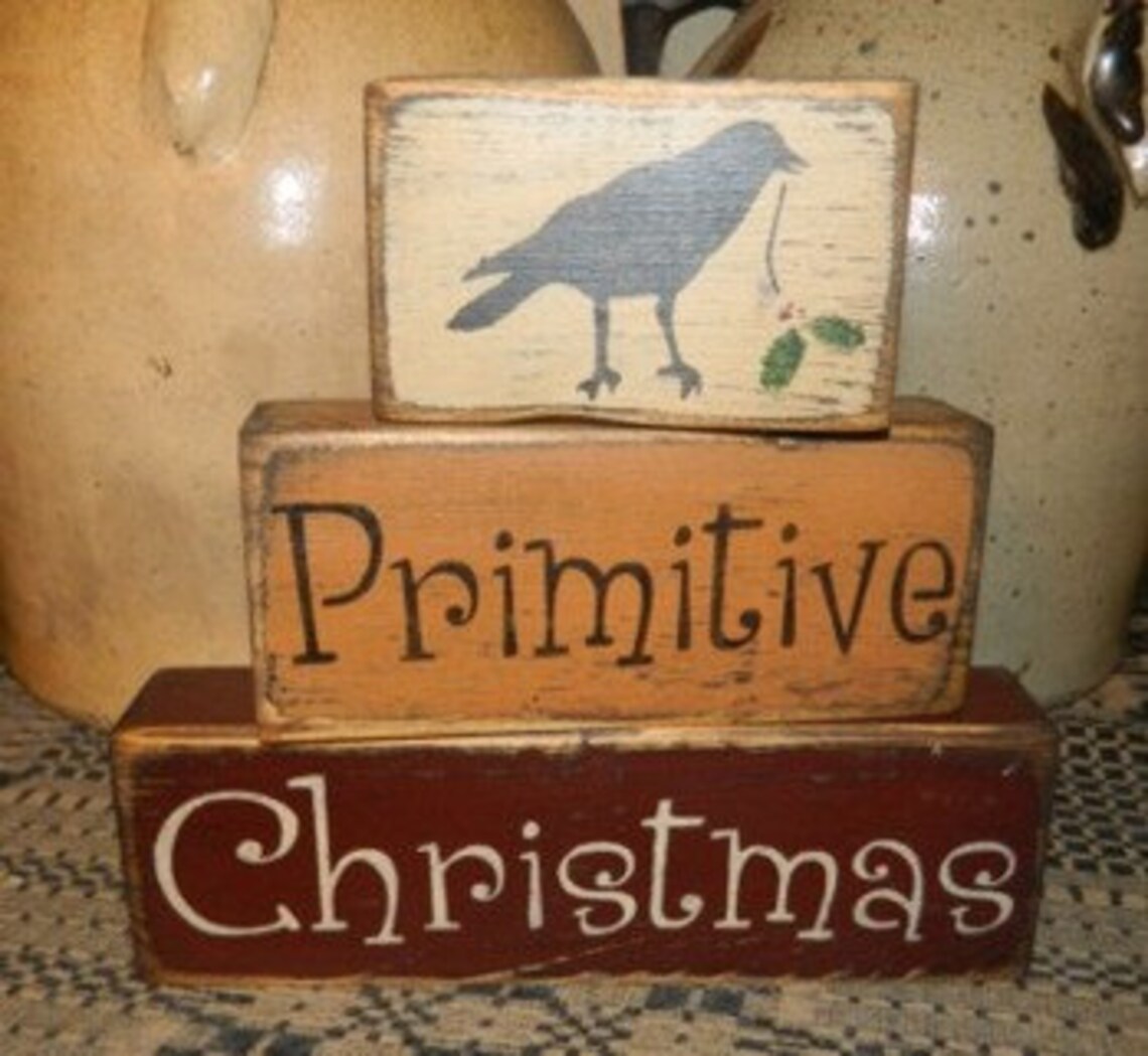 Primitive Christmas Primitive Block Sign | Etsy