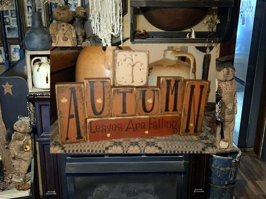 AUTUMN Leaves Are Falling Primitive Sign - Etsy