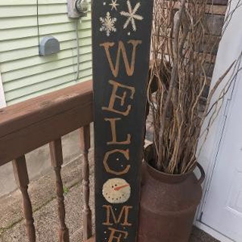 Christmas Welcome Sign Winter Porch Decor Let It Snow Sign | Etsy
